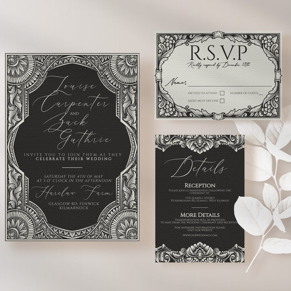 Printable Wedding Invitation Goth - Etsy