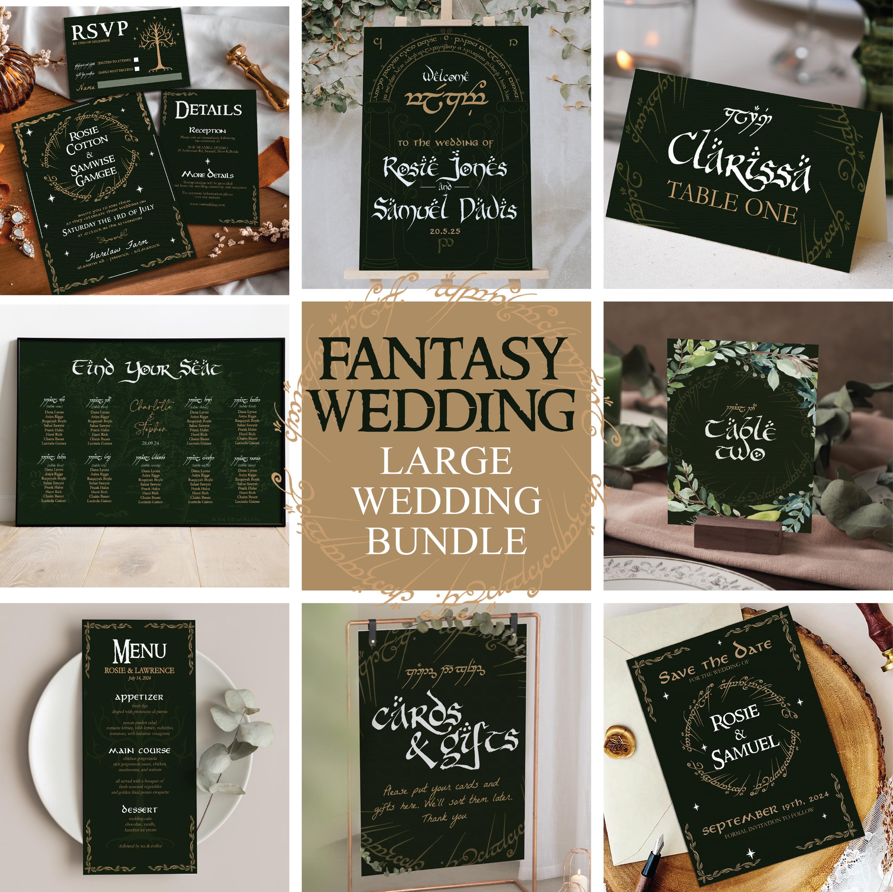 LOTR Wedding Set Large Bundle Editable Templates, Geek Wedding, Tolkien ...