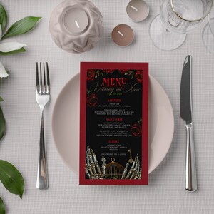 Gothic Wedding Menu Template Editable Menu Cards for Wedding Halloween ...
