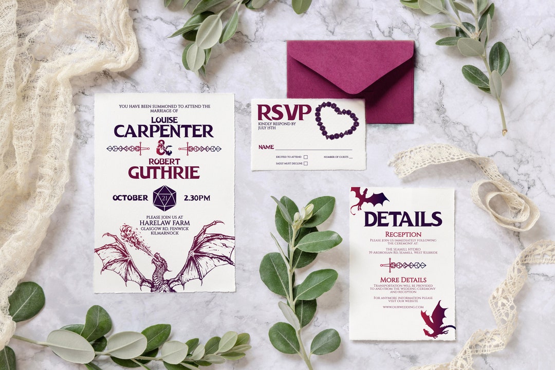 Dnd Wedding Invite Geek Wedding Invitation Suite D20 RPG - Etsy