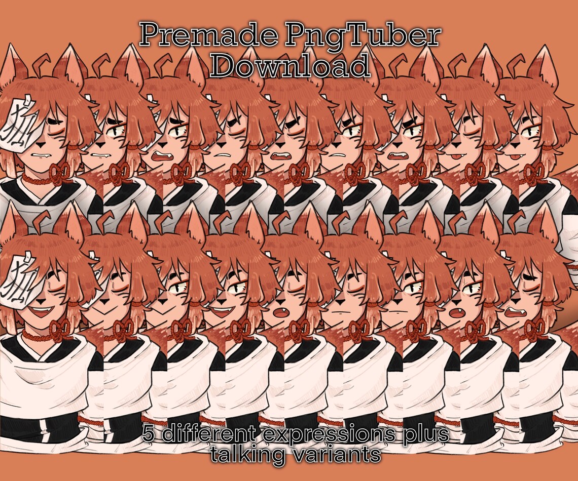 Premade Pngtuber Download Fox - 5 Expressions - Etsy