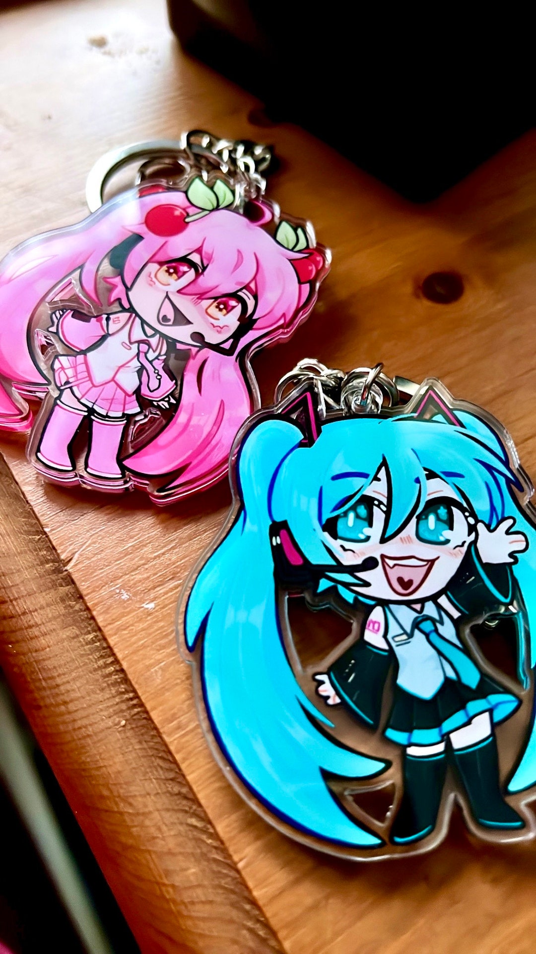 Hatsune Miku and Sakura Miku Vocaloid Double Sided Acrylic Keychain - Etsy