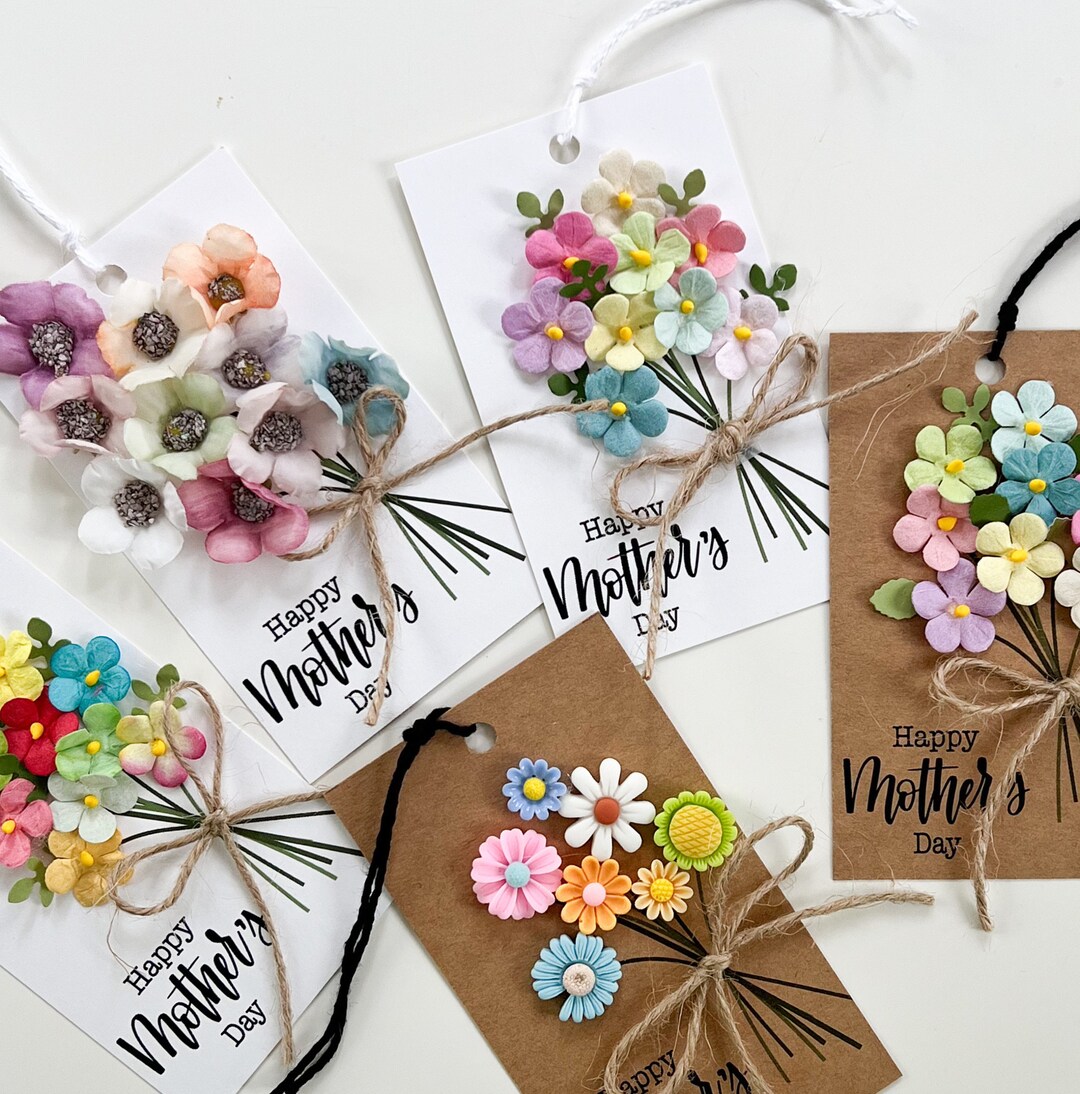 Mothers Day Gift Tag With Bouquet of Flowers | 3D Embellished Cards and ...