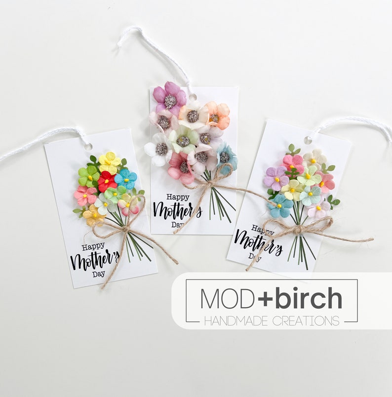 Mothers Day Gift Tag With Bouquet of Flowers | 3D Embellished Cards and ...