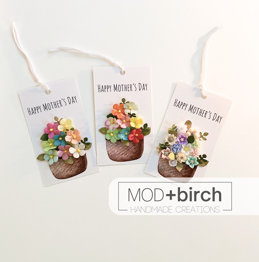 Mothers Day Gift Tag With Basket of Flowers | 3D Embellished Cards and ...