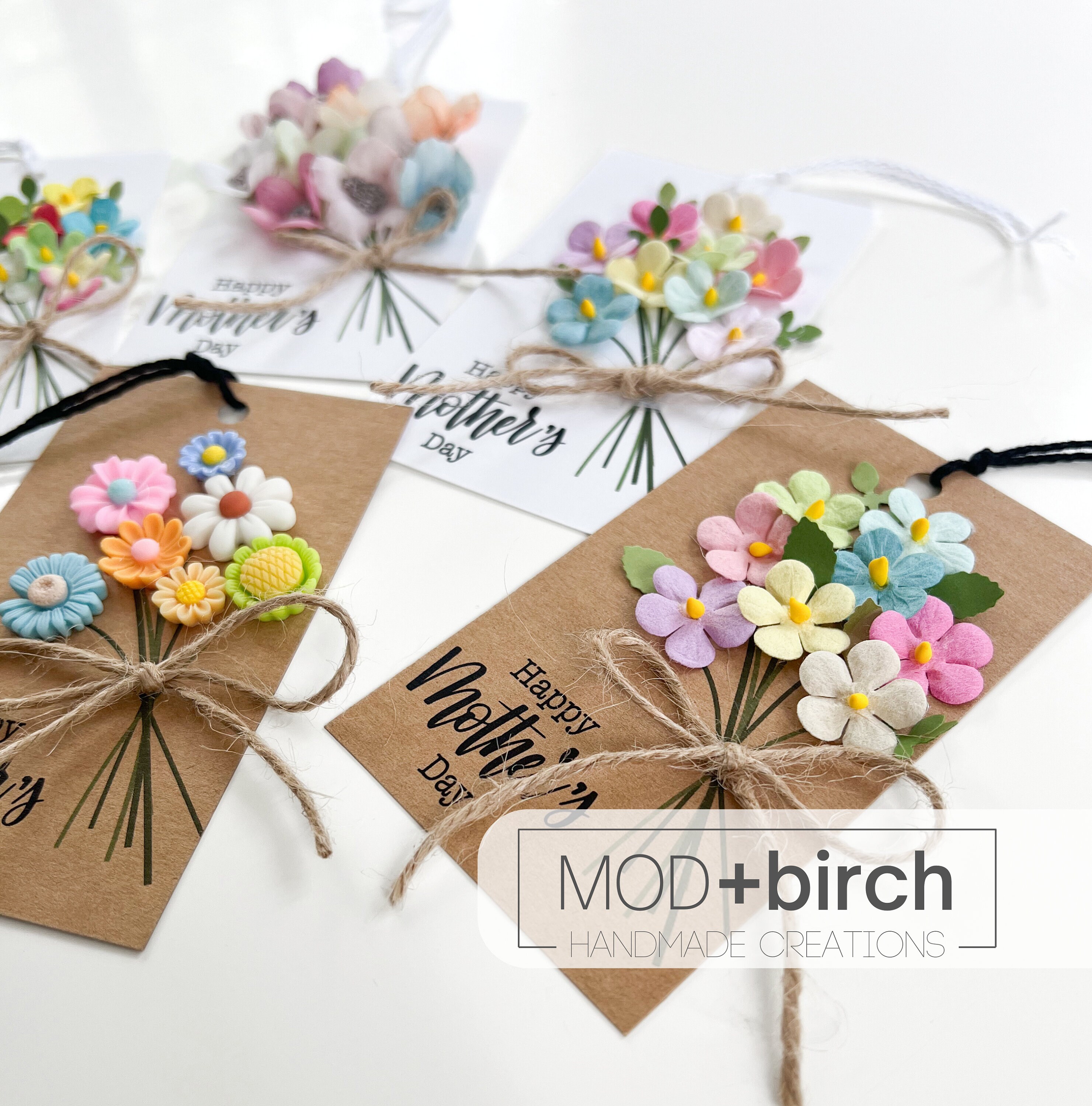 Mothers Day Gift Tag With Bouquet of Flowers | 3D Embellished Cards and ...
