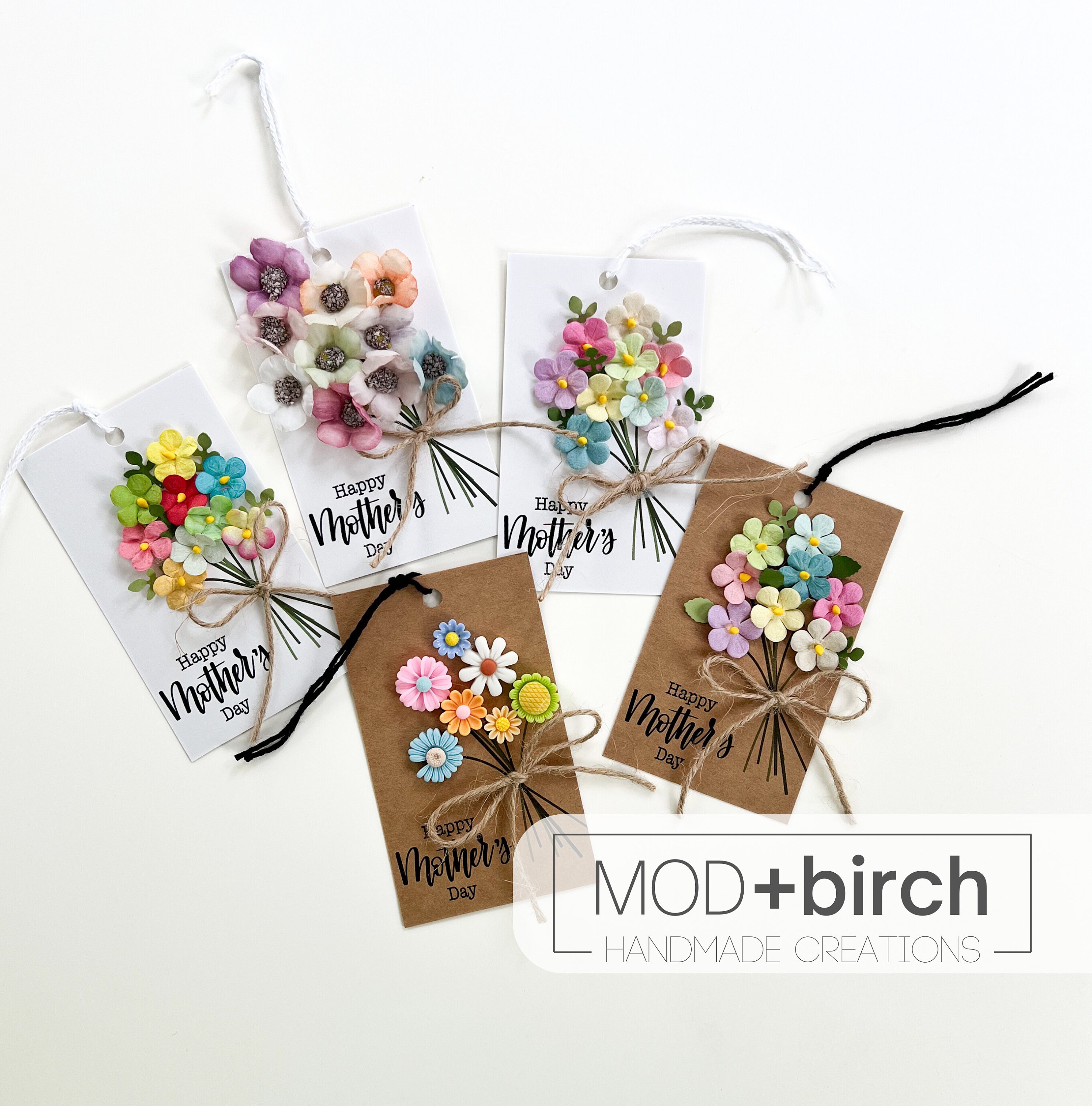 Mothers Day Gift Tag With Bouquet of Flowers | 3D Embellished Cards and ...