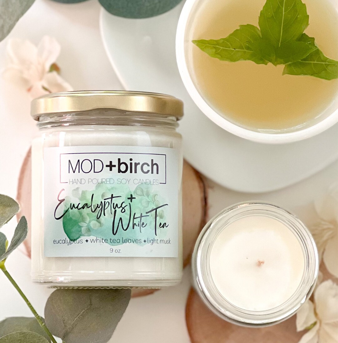 Eucalyptus and White Tea Candle | Eucalyptus Candle | Soy Candle | Jar ...