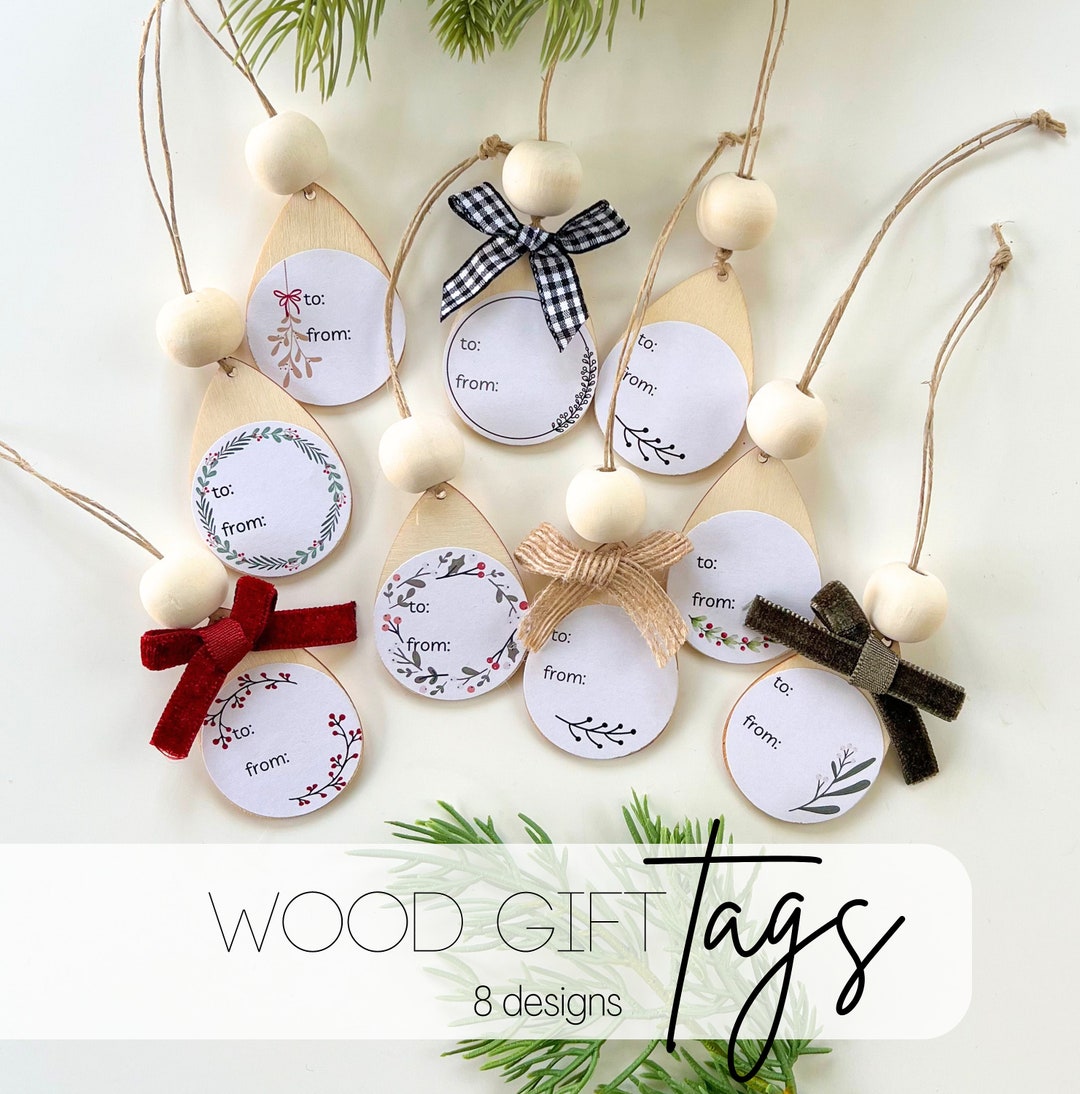 Wood Gift Tags for Christmas | Minimalist Holiday Name Tags | Unique ...