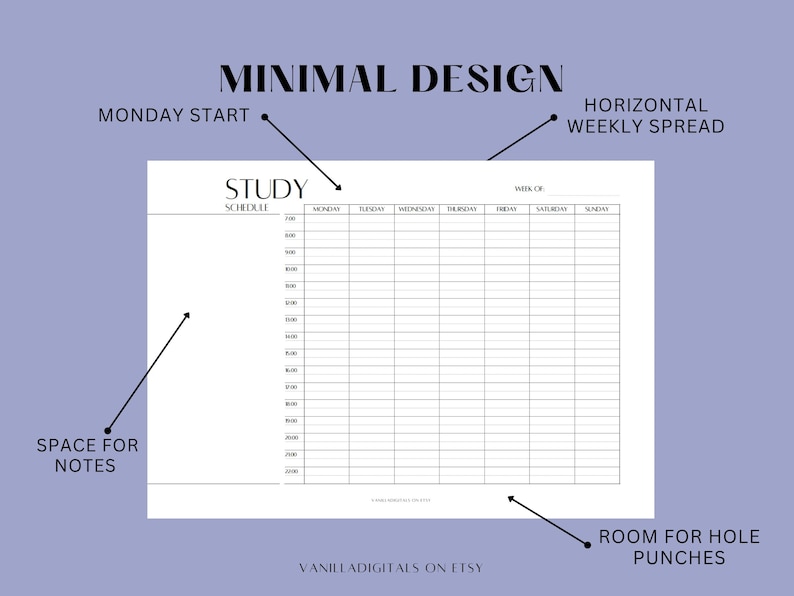 Minimalist Weekly Study Schedule: Printable Revision Timetable (A4 ...