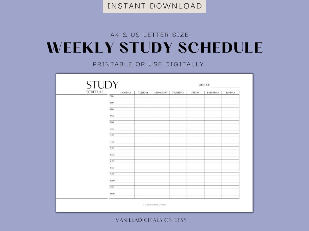 Weekly Study Schedule, Revision Timetable, Study Planner Inserts ...