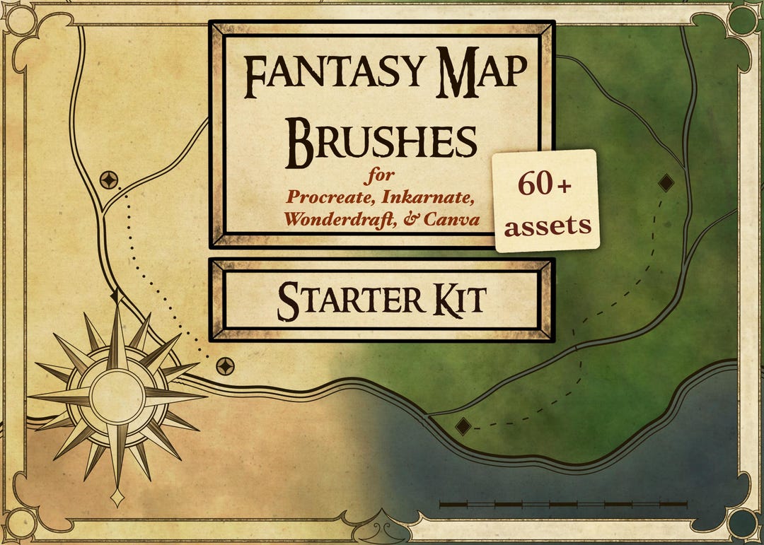 Fantasy Map Brush Sets and Stamps | Starter Kit | Procreate, Inkarnate, Wonderdraft, Canva ...