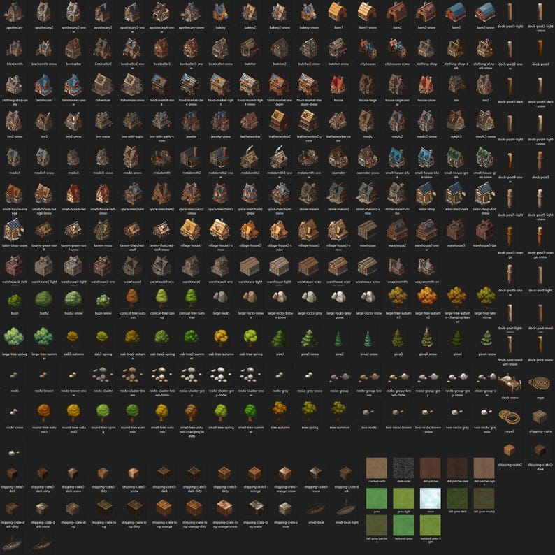 Isometric City Map Assets: Medieval | Procreate, Wonderdraft (PNG ...