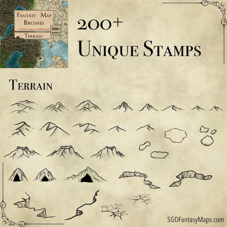 Fantasy Map Brushes & Assets: Mega Bundle | Procreate, Inkarnate ...