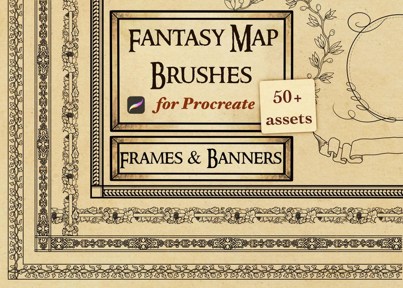 Fantasy Map Brush Sets and Stamps | Frames and Legends | Procreate ...