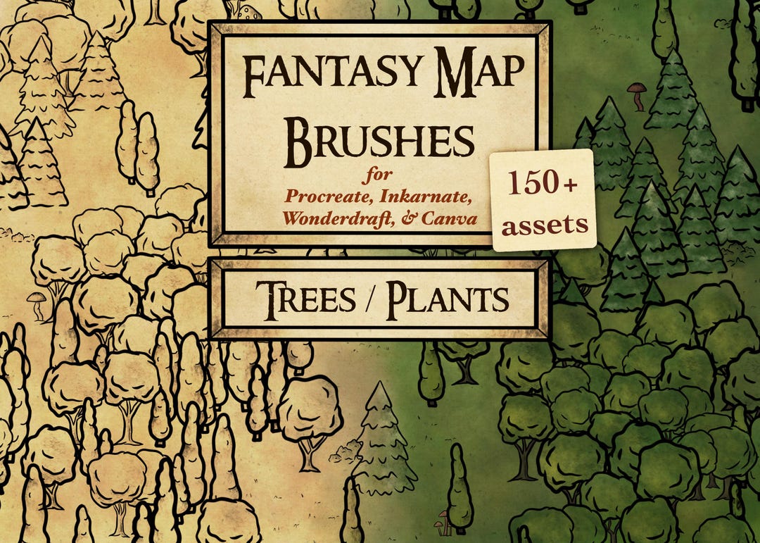 Fantasy Map Brush Sets and Stamps | Trees and Plants | Procreate ...