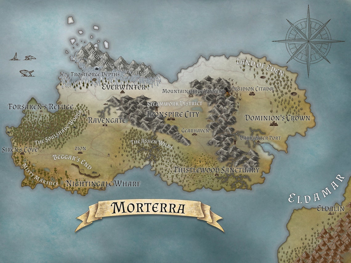 Custom Fantasy Map for Writers, Dnd, Decoration, Digital Download, Wall ...