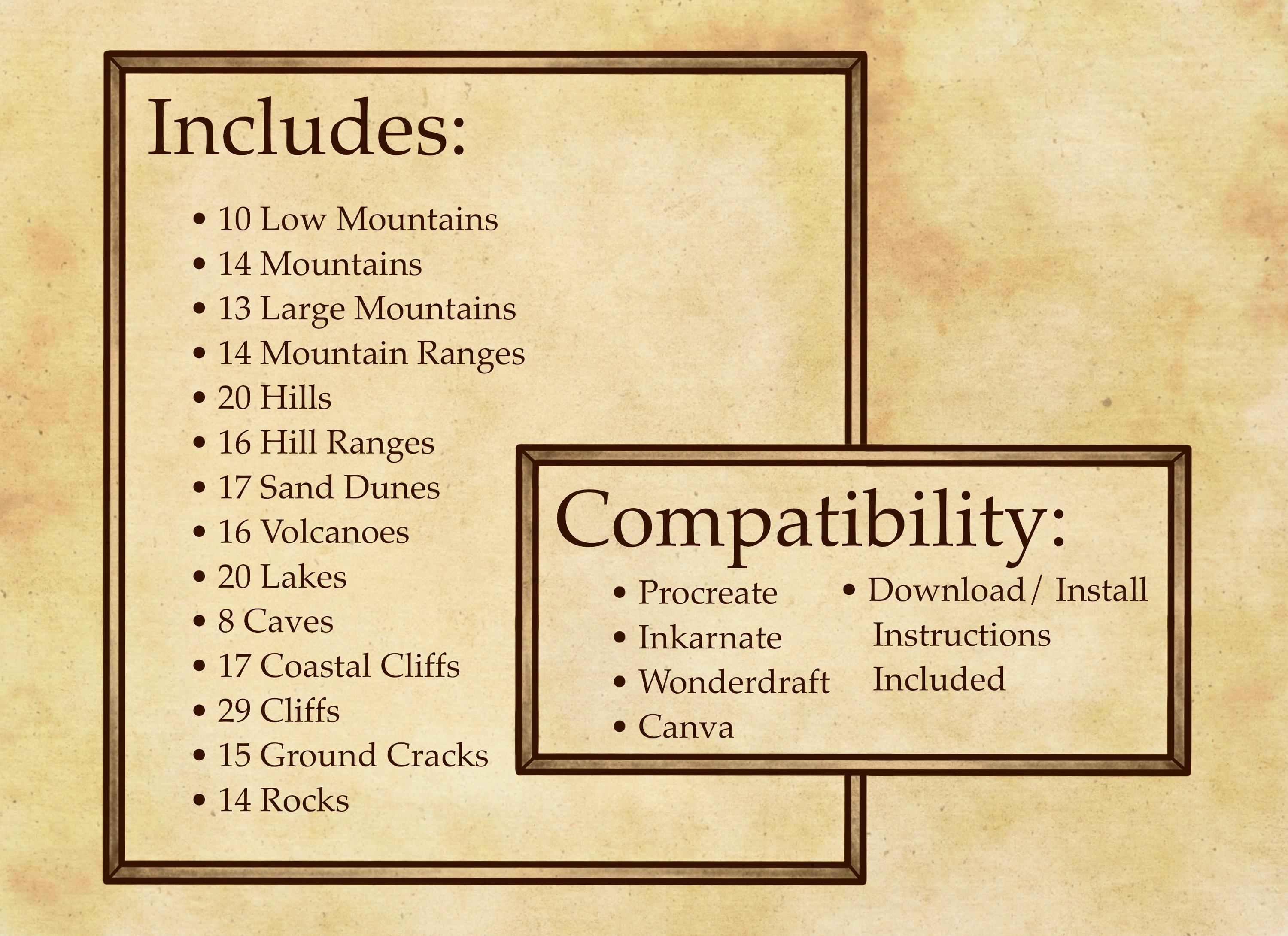 Fantasy Map Brush Sets and Stamps | Mountains and Land | Procreate ...