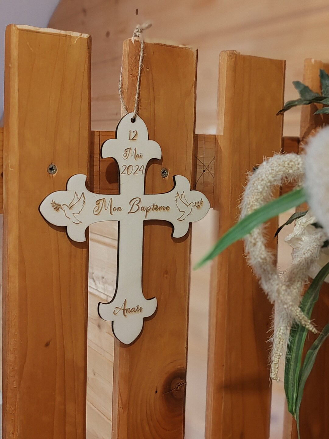 Personalized Wooden Baptism Cross With First Name and Date, Baptism ...