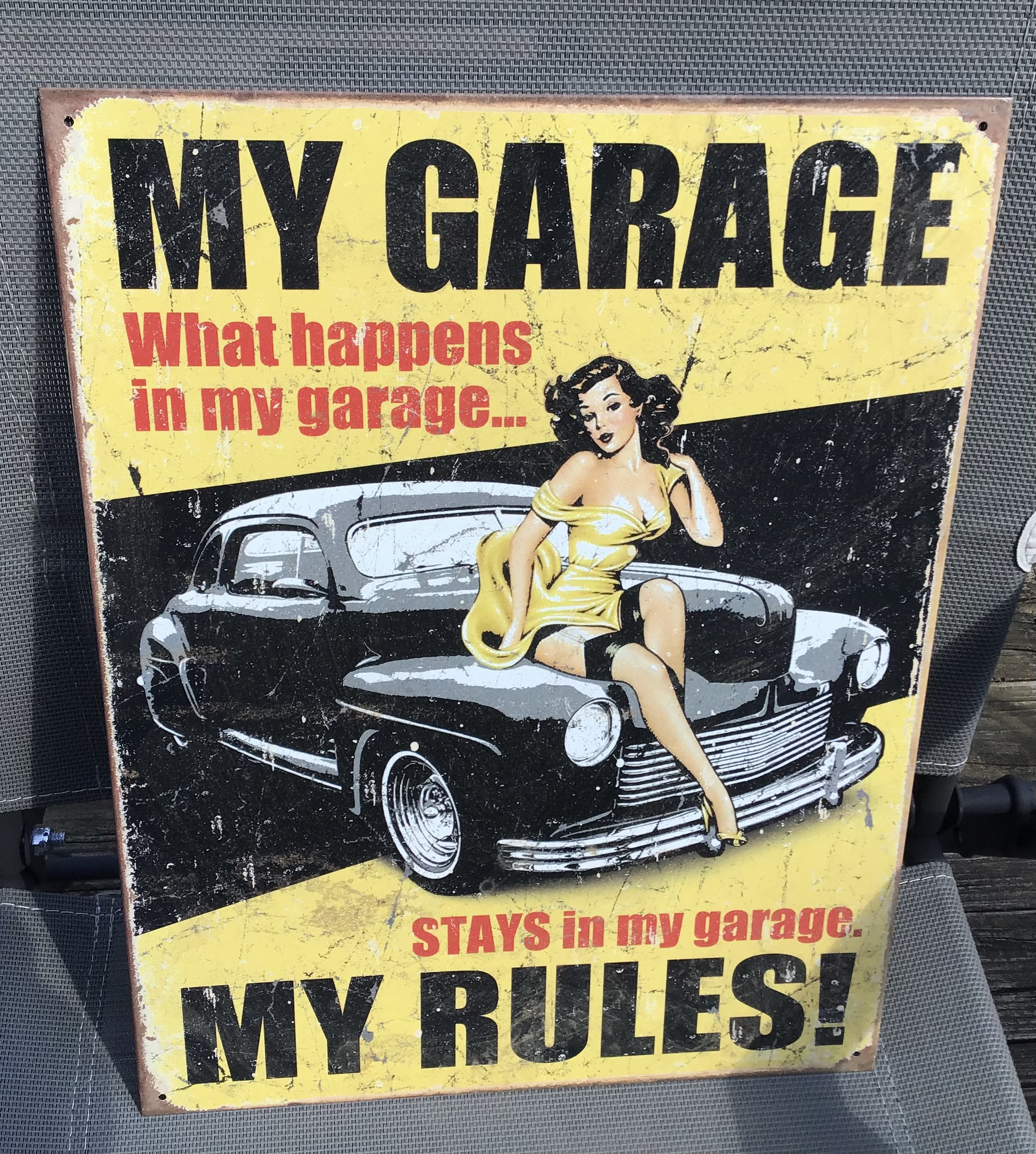Sign Wall Art Metal Vintage Garage Pin up Girl Man Cave Bar Gear Head ...