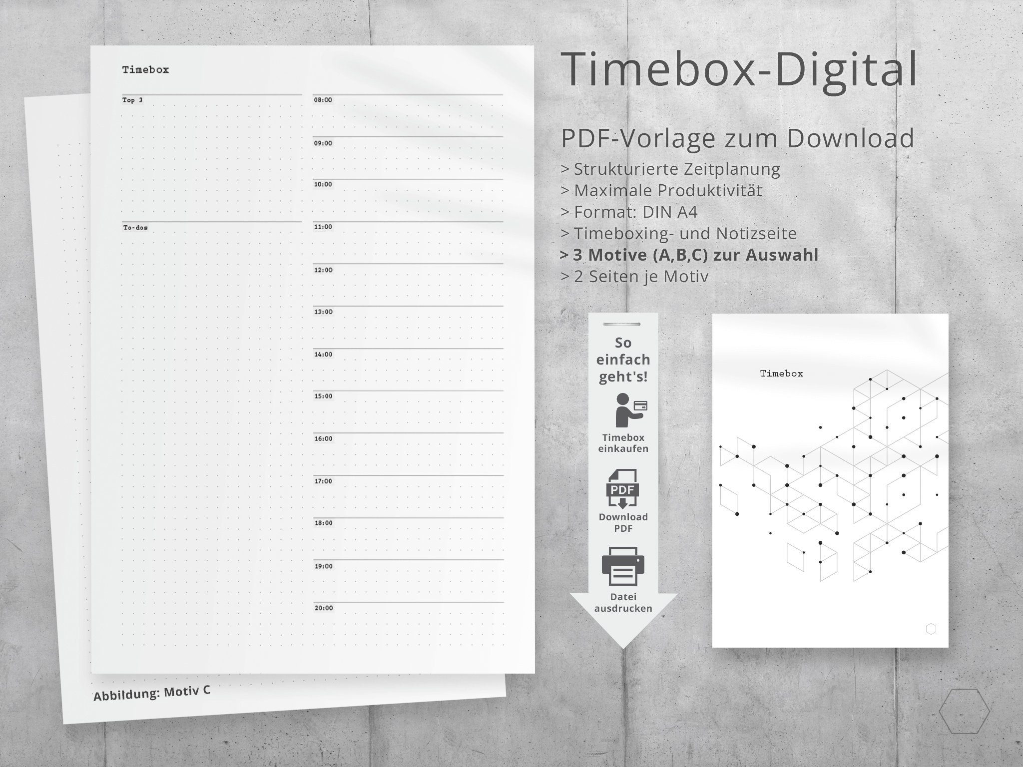 Timebox Digital Template PDF, 2 DIN A4 Pages, Choice of Three Different ...