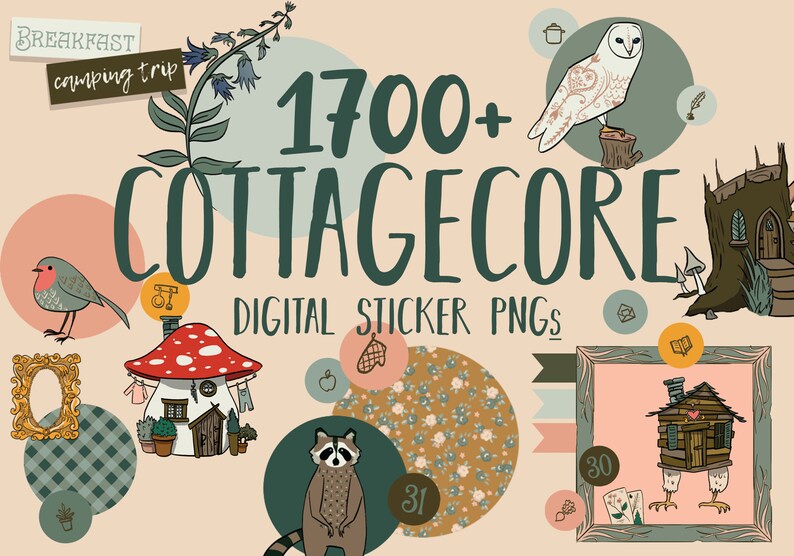 1700+ Cottagecore Digital Stickers PNG for Goodnotes, Onenote, iPad ...