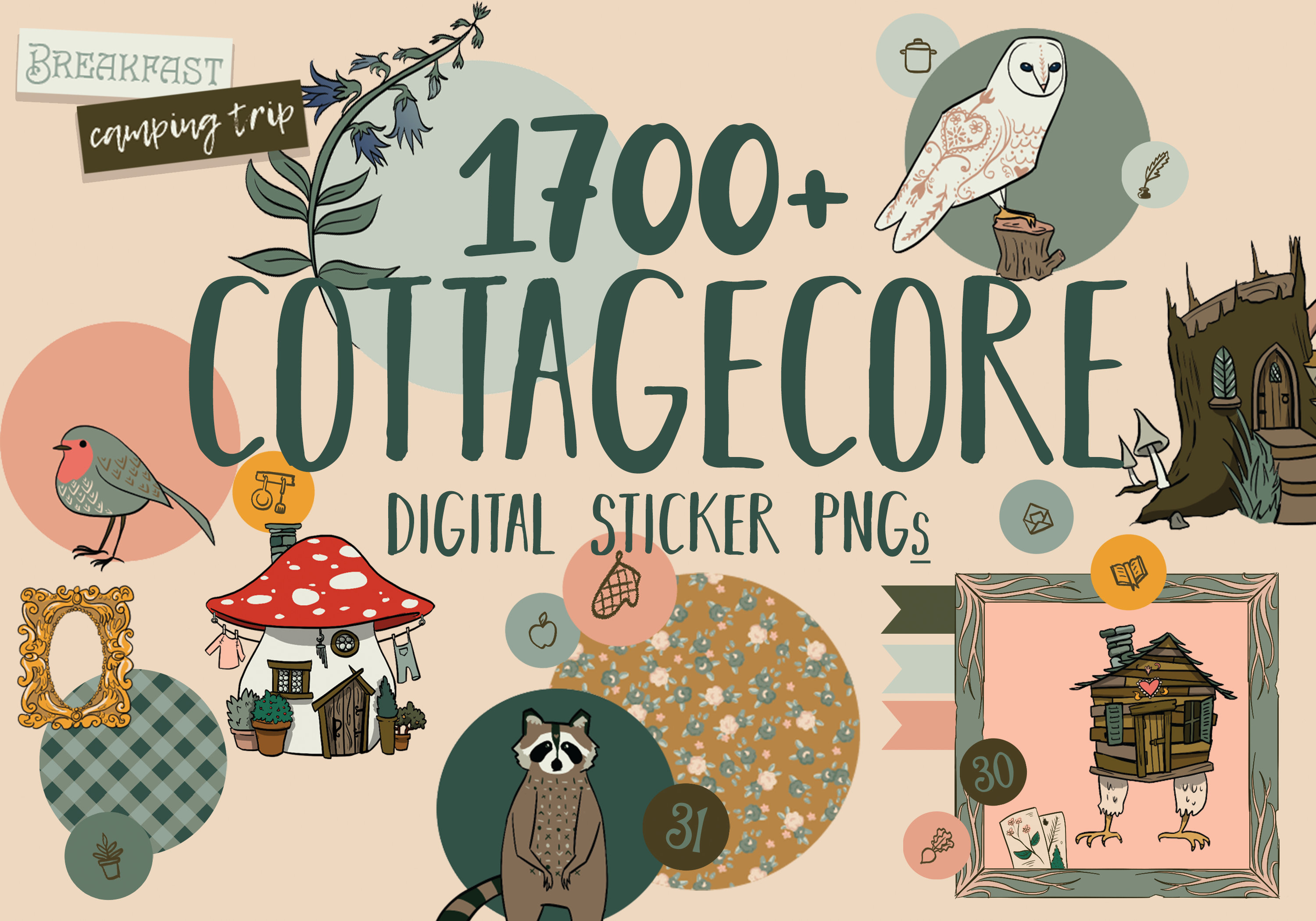 1700+ Cottagecore Digital Stickers PNG for Goodnotes, Onenote, iPad ...