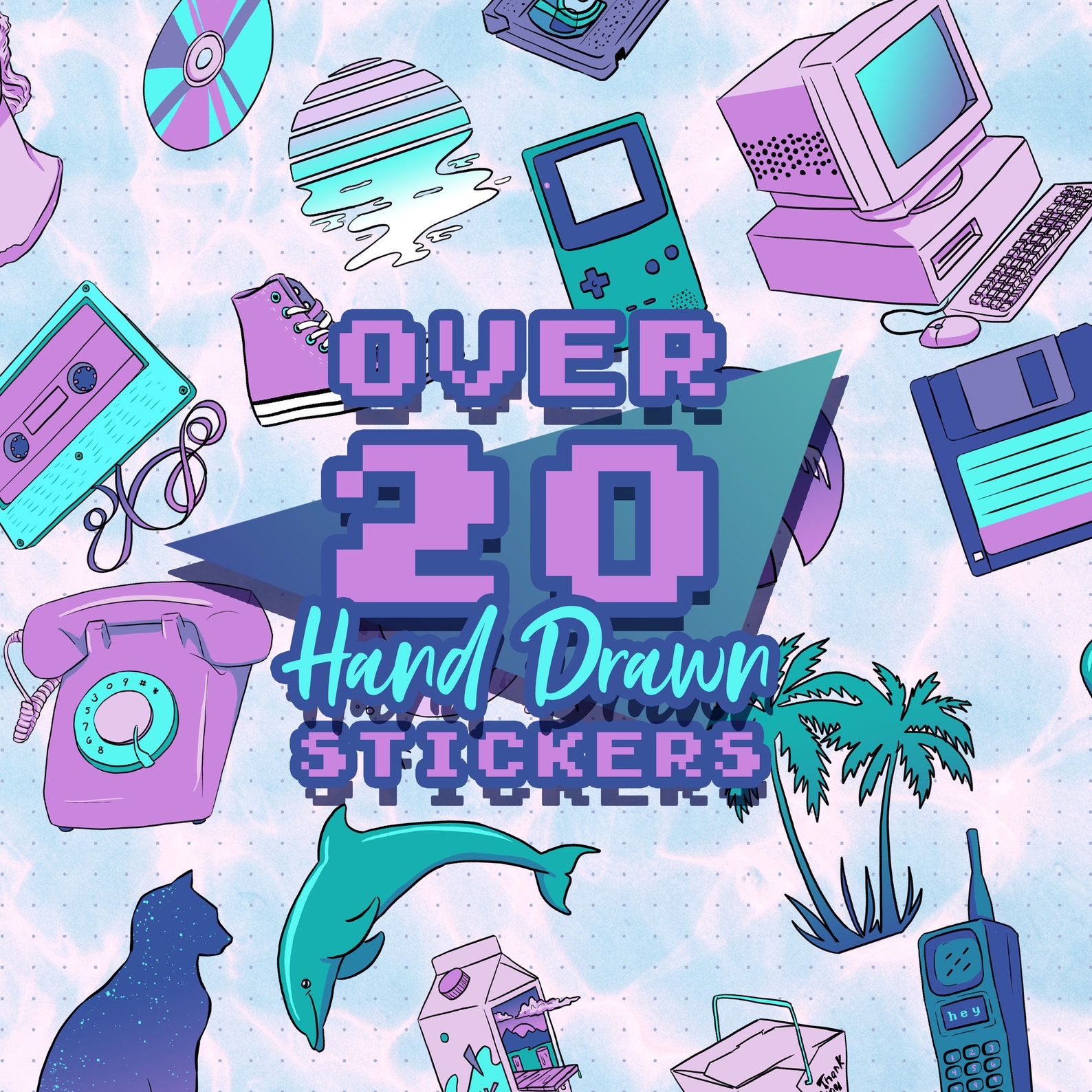 1200 Vaporwave Digital Stickers PNG for Goodnotes, Onenote, iPad Bullet ...
