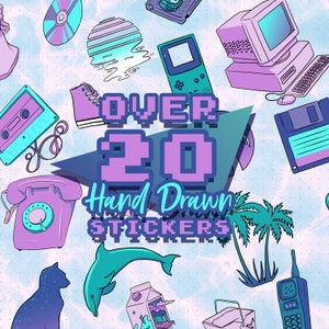 1200+ Vaporwave Digital Stickers PNG for Goodnotes, Onenote, iPad ...