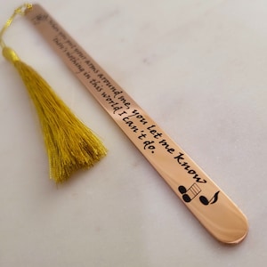 Customized Song Lyrics Bookmark. Engrave & Personalize Any Song Poem or ...