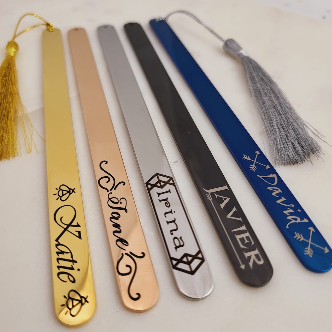 Personalized Name Bookmarks. Custom Engrave a Name on Metal Bookmark ...