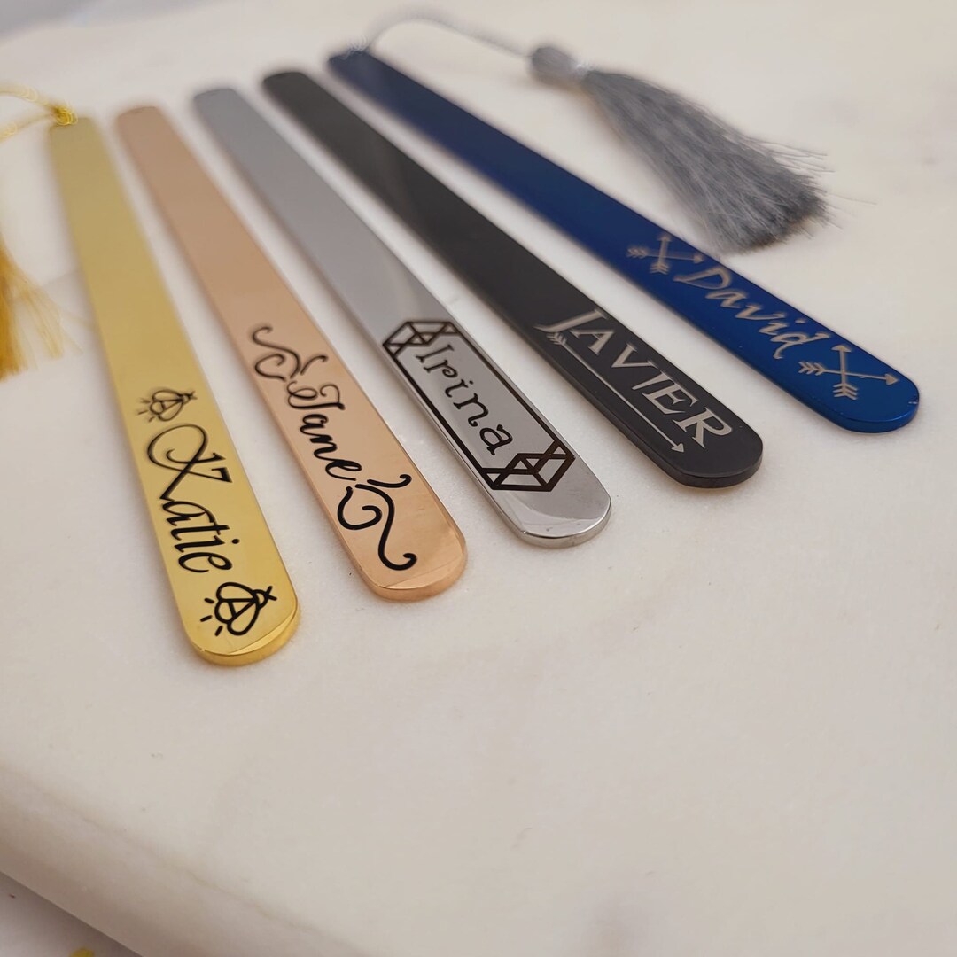 Personalized Name Bookmarks. Custom Engrave a Name on Metal Bookmark ...