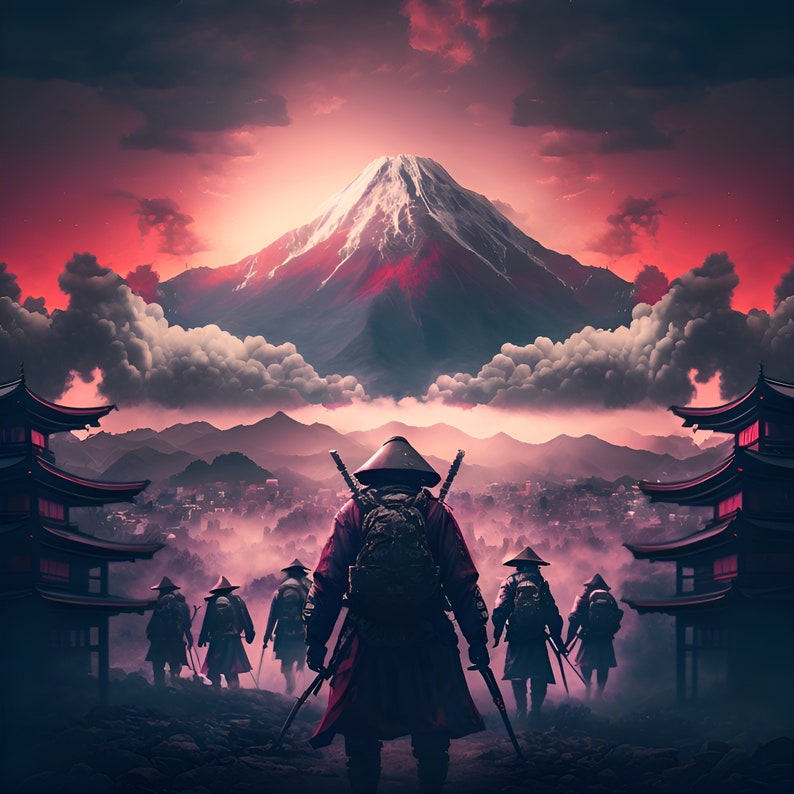 Samurai Warriors in Japan Japanese Wall Art Vintage Canvas Print ...