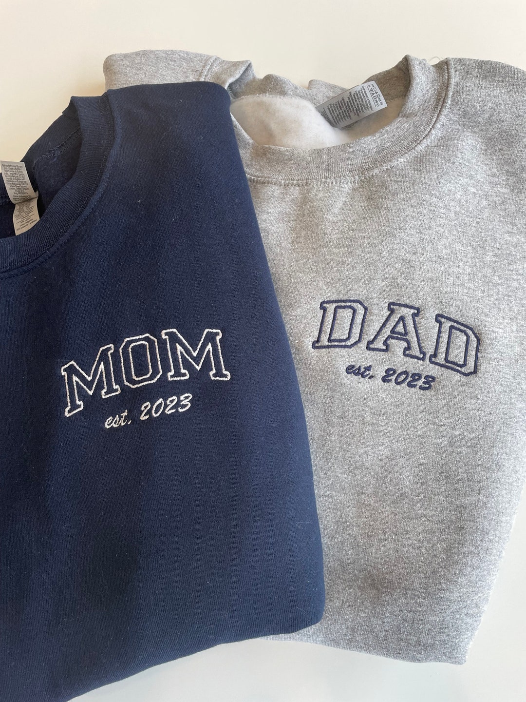 Custom Embroidered Mom & Dad Sweatshirt/hoodie. Baby Announcement (free ...