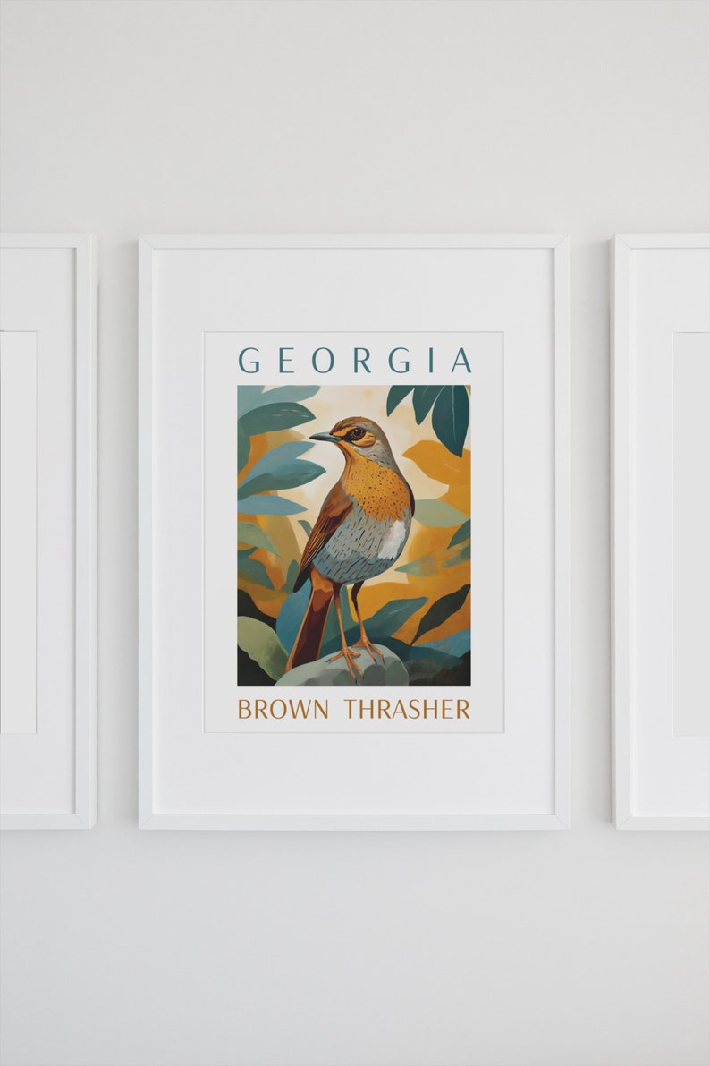 Instant Download Georgia State Bird Poster Brown Thrasher - Etsy