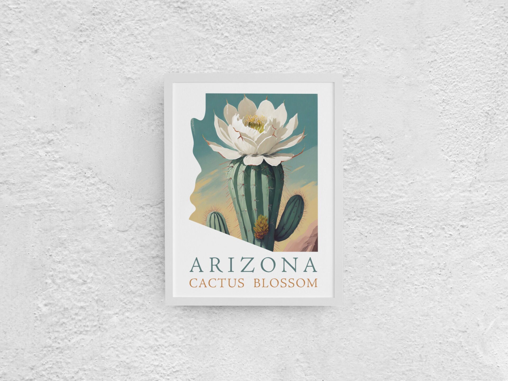 Instant Download Arizona Outline Flower Print | Saguaro Blossom - Etsy