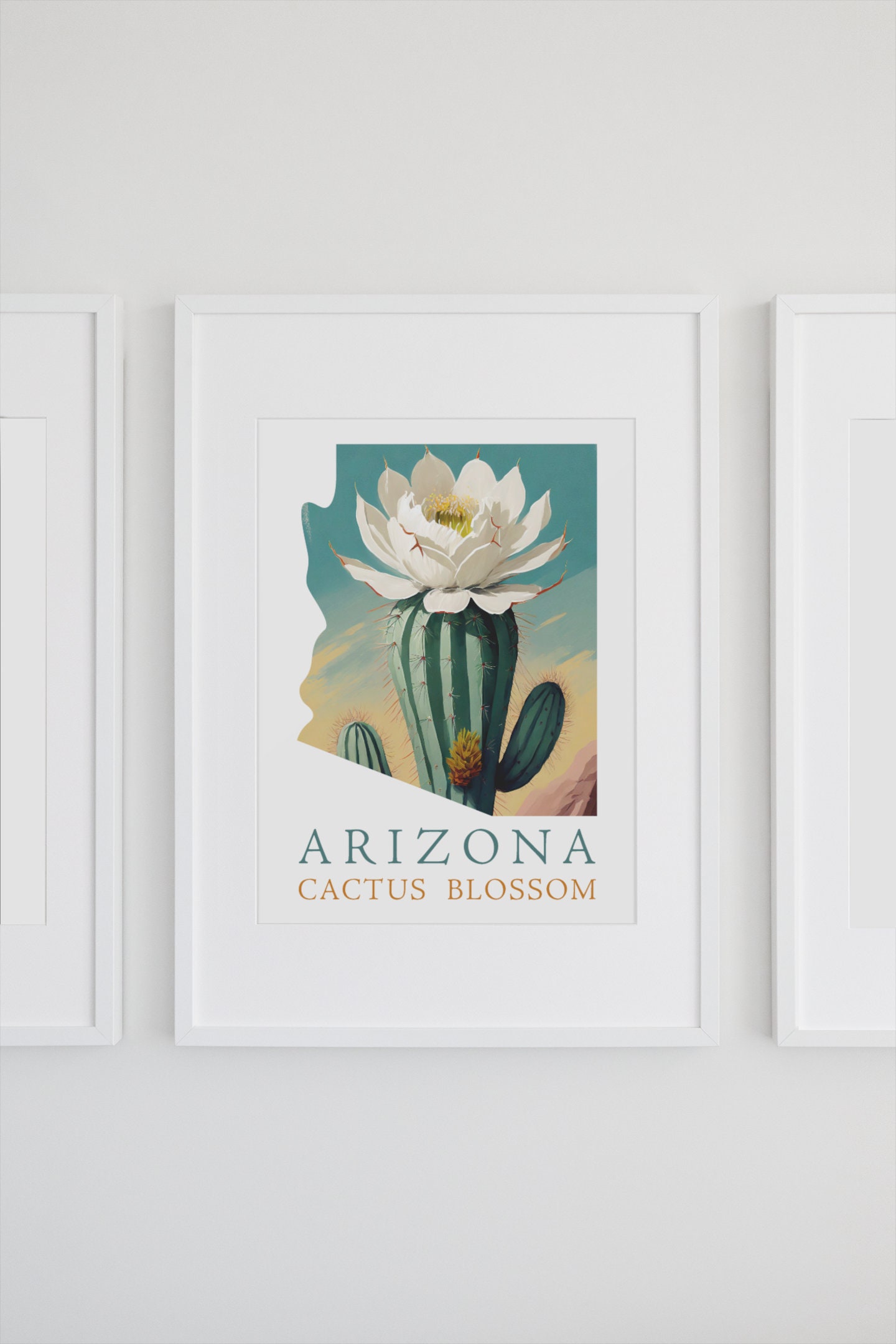 Instant Download Arizona Outline Flower Print | Saguaro Blossom - Etsy
