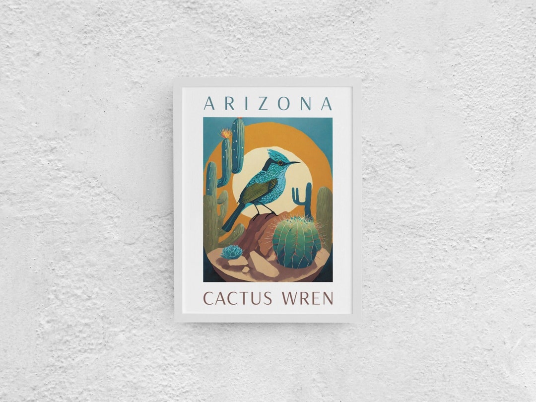 Instant Download Arizona State Bird Poster Print | Cactus Wren - Etsy