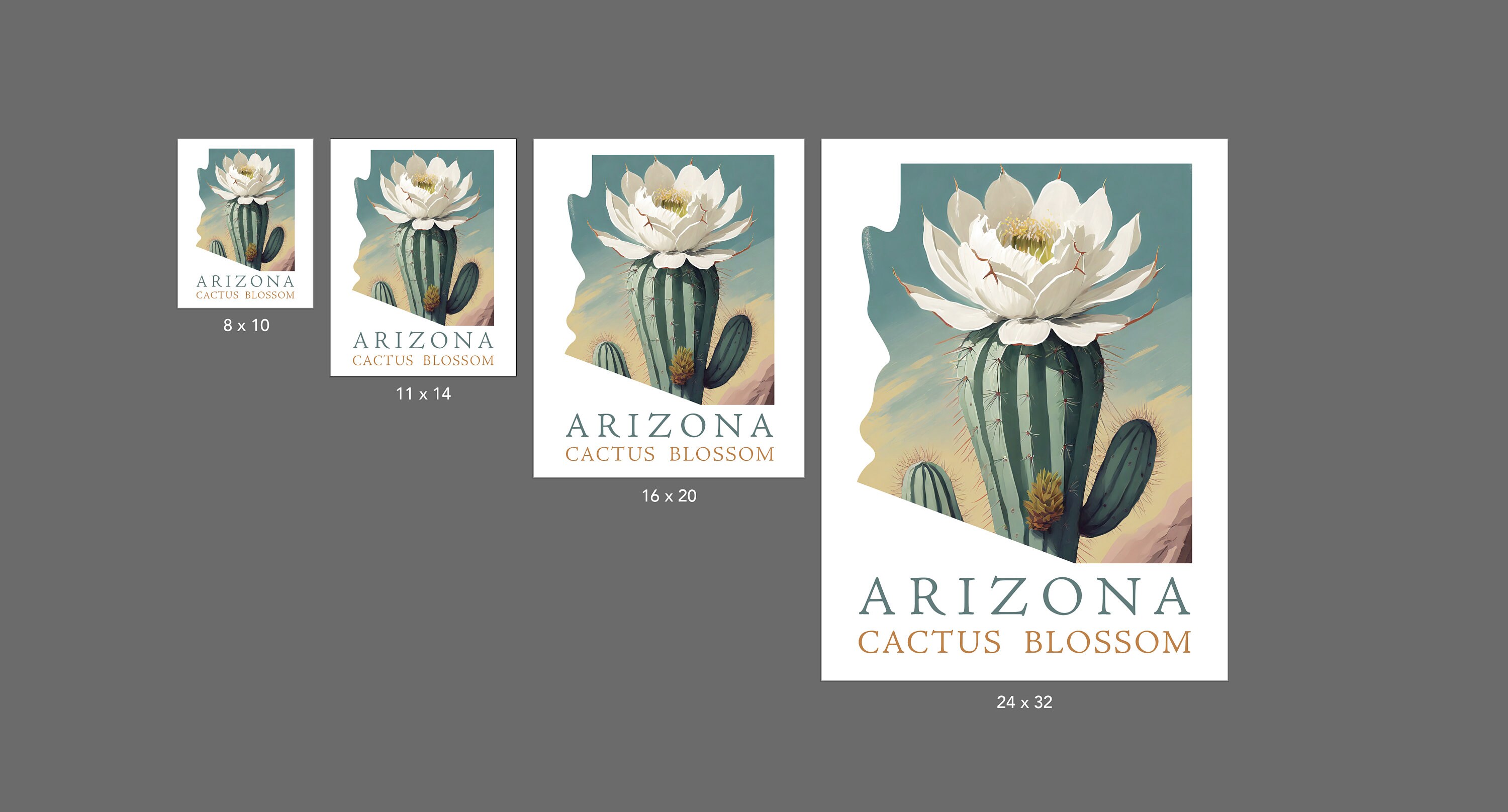 Instant Download Arizona Outline Flower Print | Saguaro Blossom - Etsy