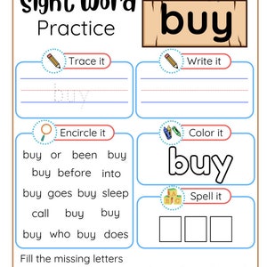 100 Sight Words Printable Worksheet Workbook Volume 2 - Etsy