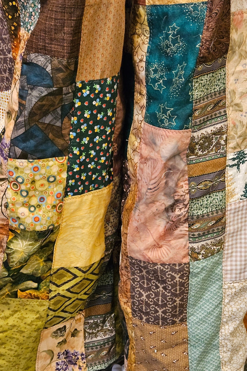 Patchwork Wide Leg Pants Handmade From Vintage Fabrics, Zip Fly, Waist 35-36, W/metal Hook ...