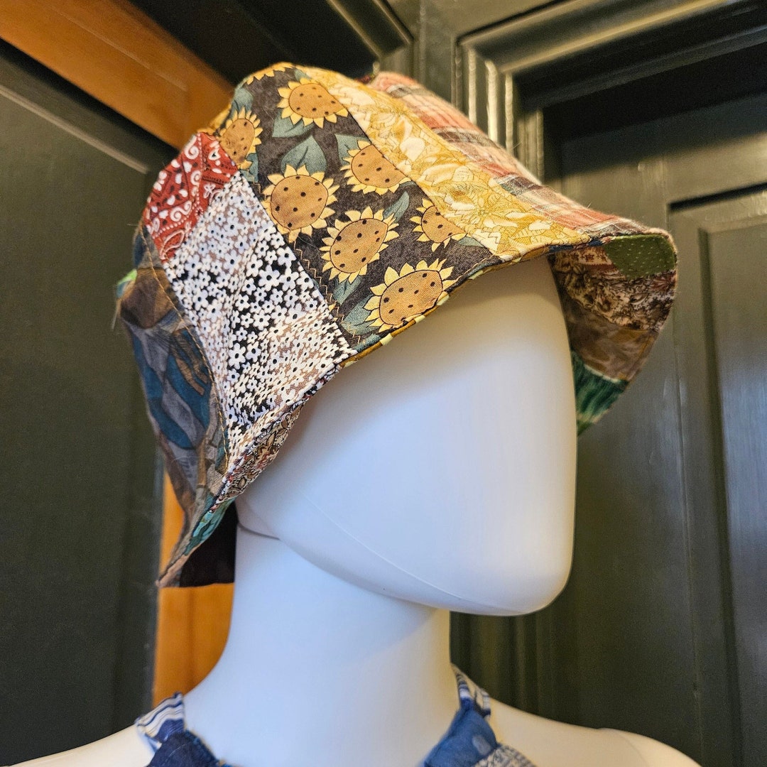 Patchwork Bucket Hat, Brimless and Fully Reversible, Handmade From Our ...
