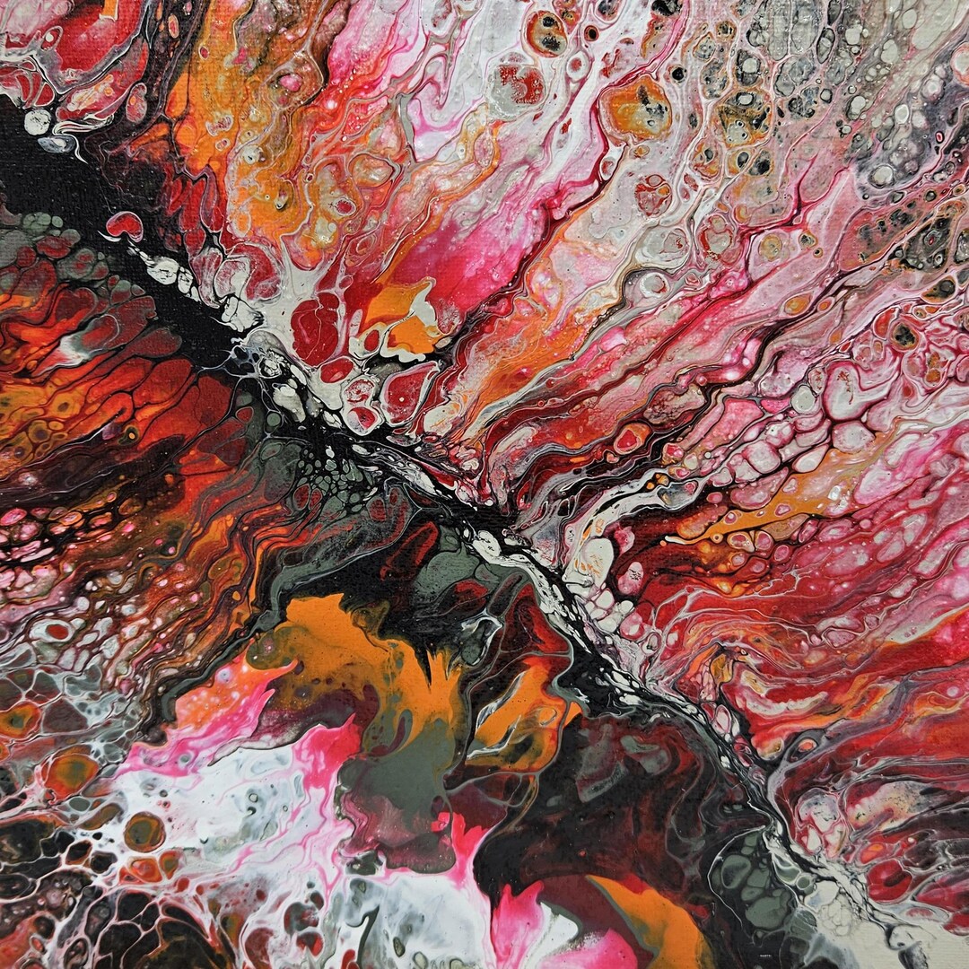 Acrylic Flow Art Original Painting on Stretched Canvas, Created in Pennsylvania, 10" X 10" in ...