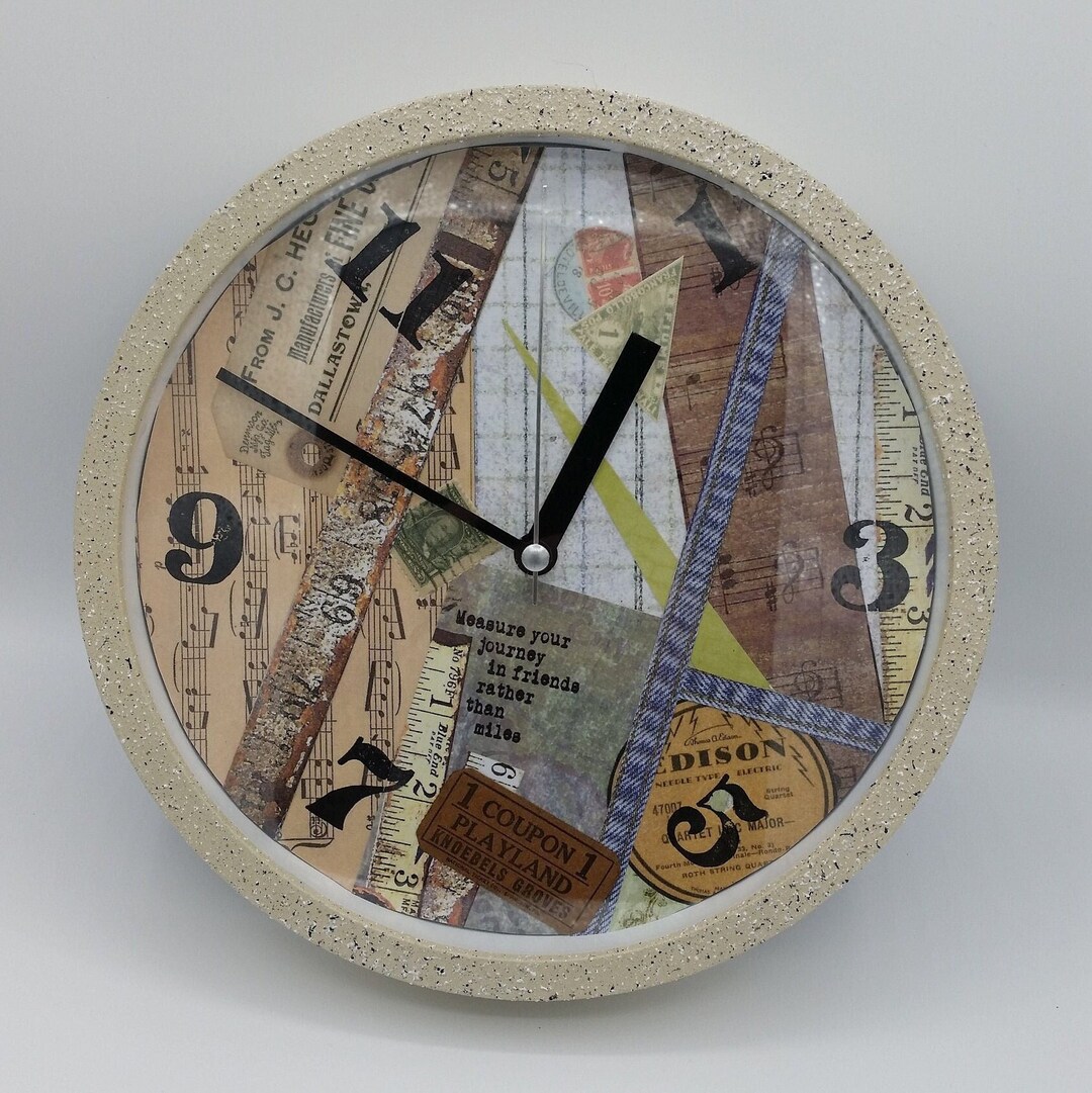 Handmade Friendship Decoupage Wall Clock 9"x9"x2", Battery-operated ...