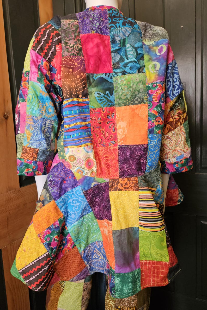 Patchwork Kimono Handmade From Vintage Batiks & Printed Cottons, Size M ...