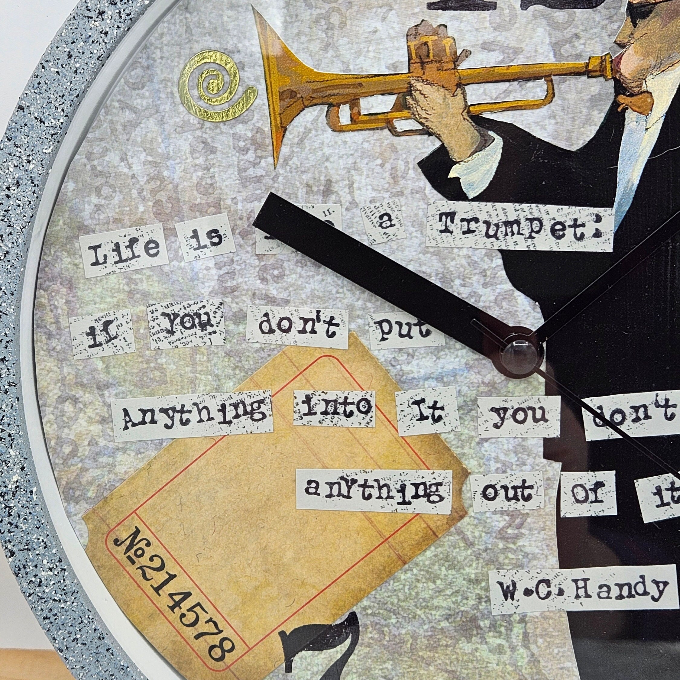 Trumpet Player Decoupage Wall Clock, Handmade 9x9x2, Battery-operated ...