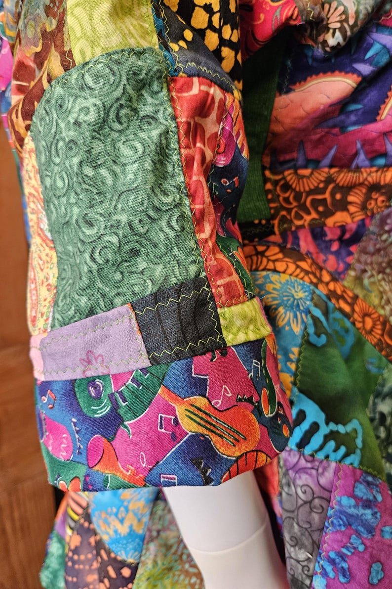 Patchwork Kimono Handmade From Vintage Batiks & Printed Cottons, Size M ...