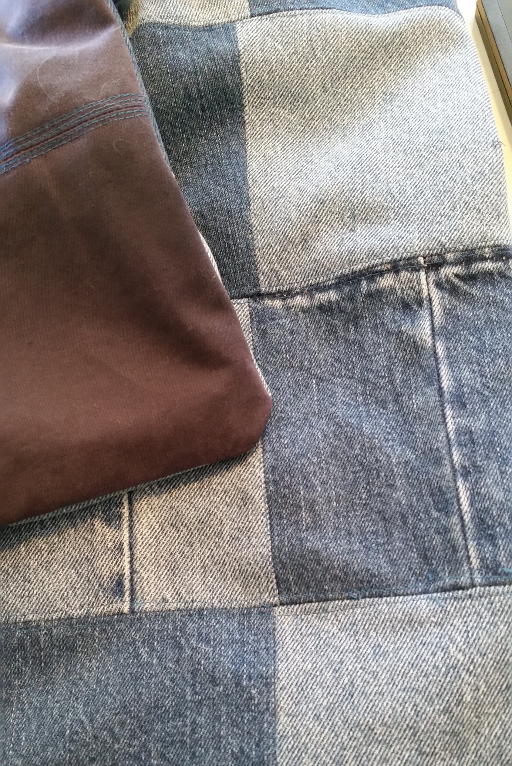 Faded Denim Patchwork Pet Bed, 20x20, Handmade From Repurposed Jeans ...