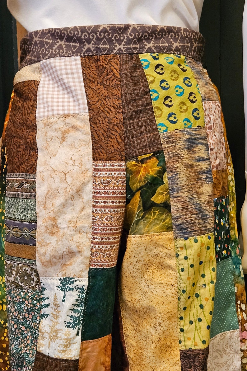 Patchwork Wide Leg Pants Handmade From Vintage Fabrics, Zip Fly, Waist ...