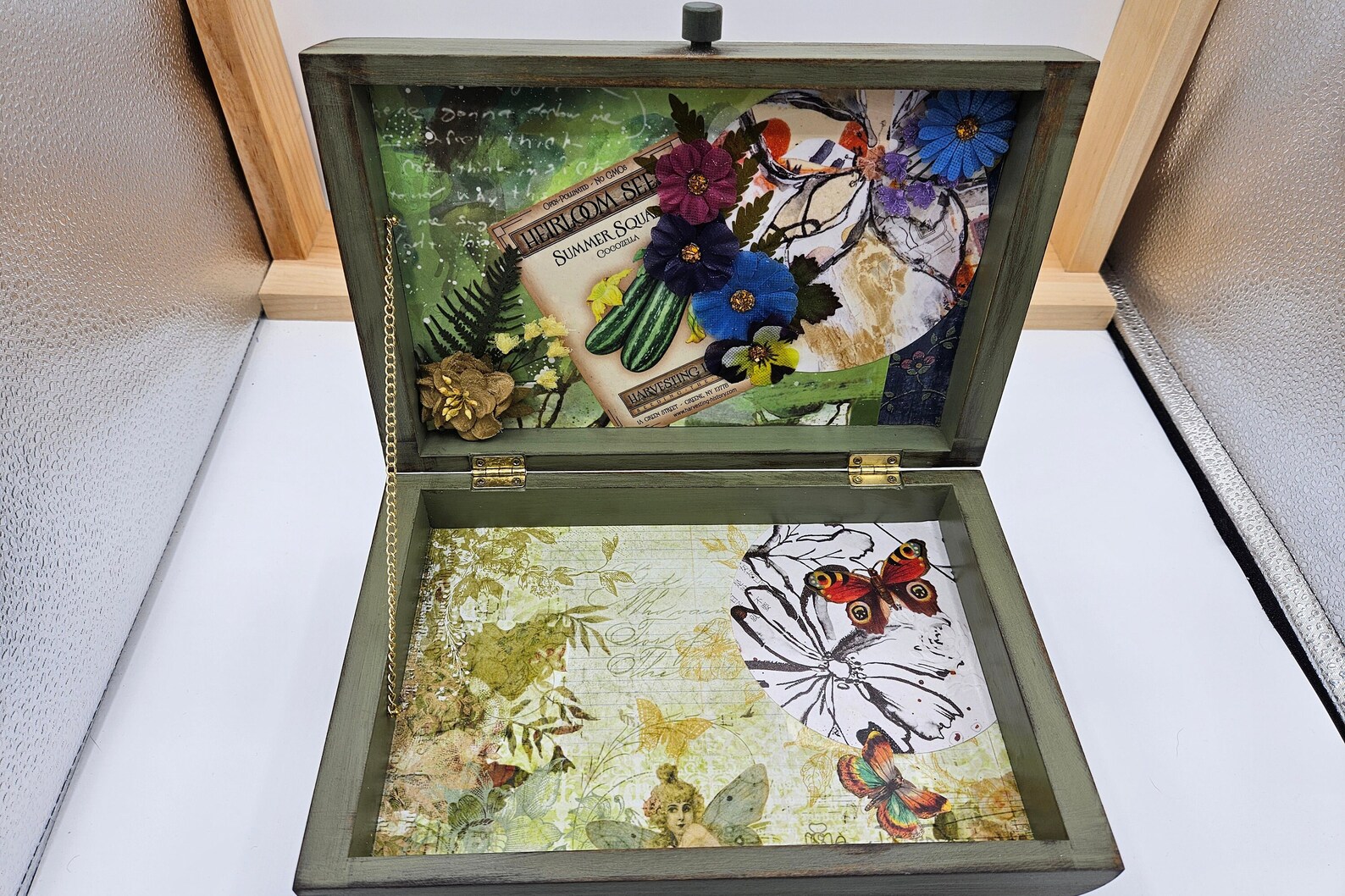 Decoupage Storage Box Decorated With Vintage Seed Packets, Die Cuts ...
